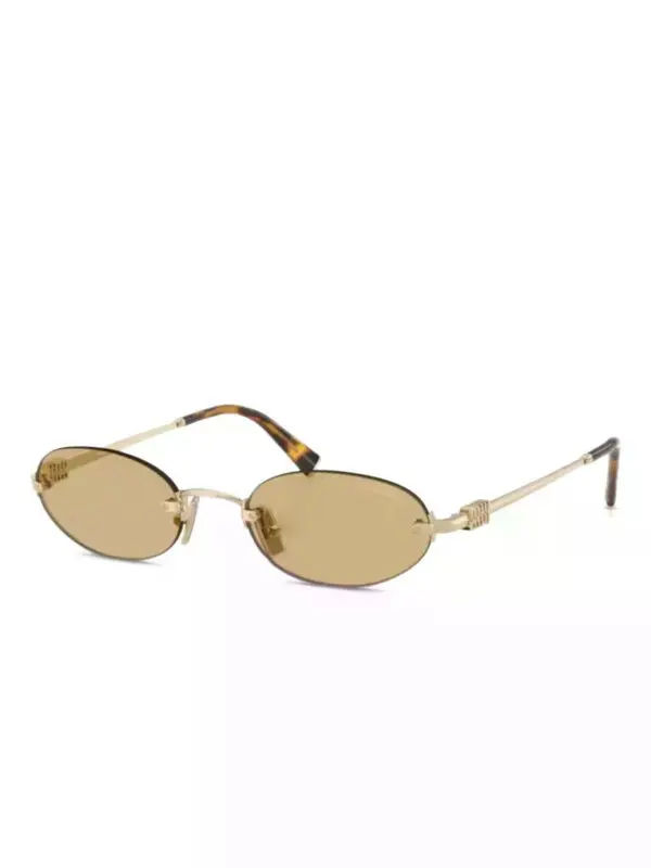 Miu Miu Logo-lettering Sunglasses - Gold