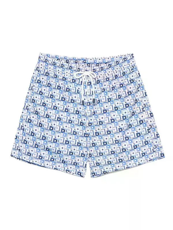 FIORIO MILANO Geometric-print Swim Shorts - Blue