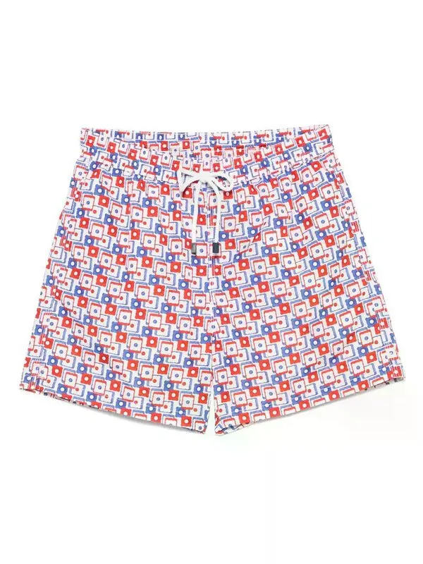 FIORIO MILANO Geometric-print Swim Shorts - White