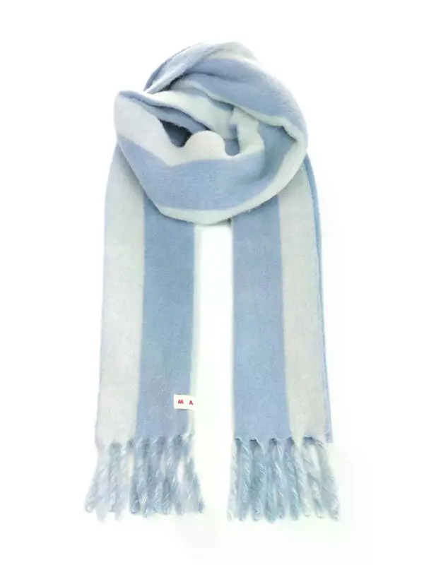 Marni Striped Knitted Scarf - Blue