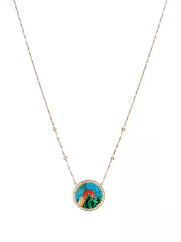 Jacquie Aiche 14k Yellow Small Mountain Scenic Inlay Diamond Necklace - Gold