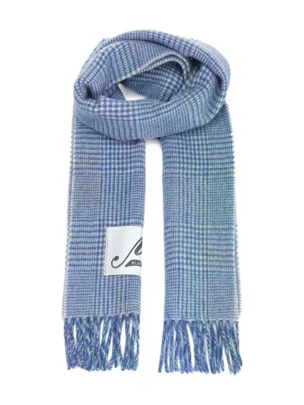 Marni Check-patterned Fringe Scarf - Blue