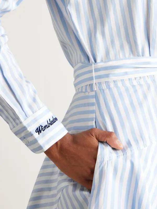 Ralph Lauren Wimbledon Belted Striped Cotton-Poplin Mini Dress - Blue |  Editorialist
