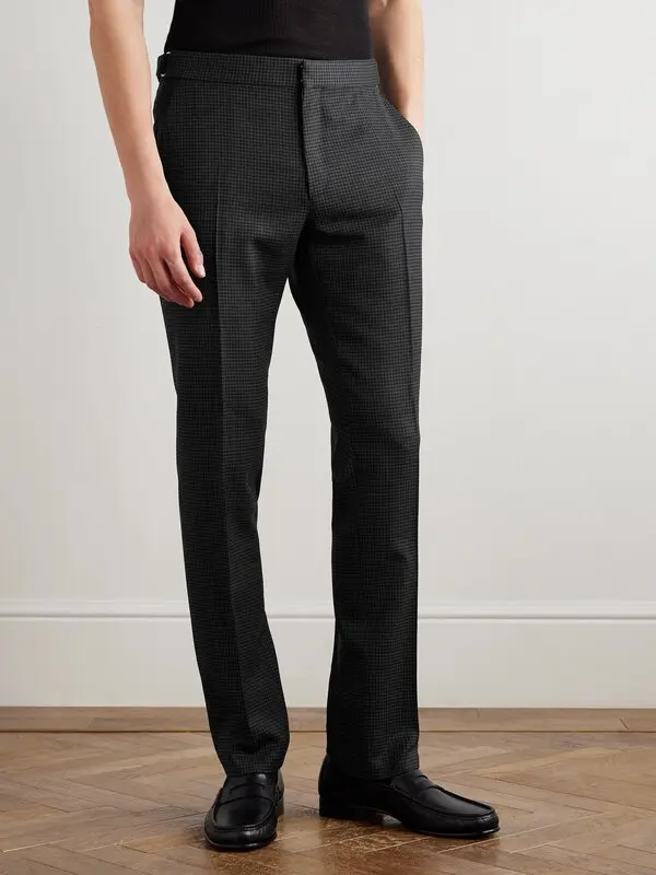 TOM FORD Dyllan Slim-fit Houndstooth Trousers - Gray