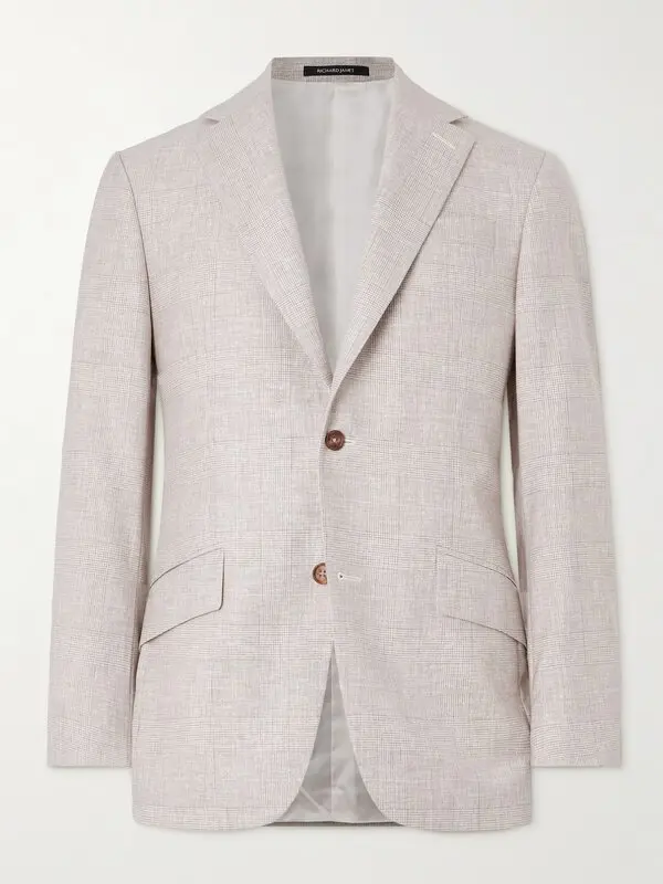 Richard James Chapman Checked Virgin Wool Suit Jacket - Neutrals