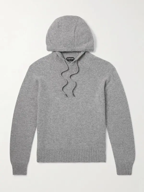 TOM FORD Logo-embroidered Cashmere Hoodie - Gray