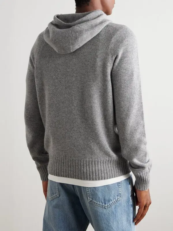 TOM FORD Logo-embroidered Cashmere Hoodie - Gray