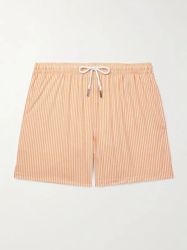 Thom Sweeney Straight-leg Striped Swim Shorts - Orange