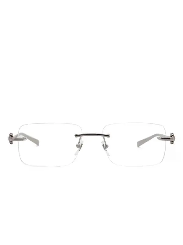 Gucci Logo-engraved Rimless Glasses - Silver