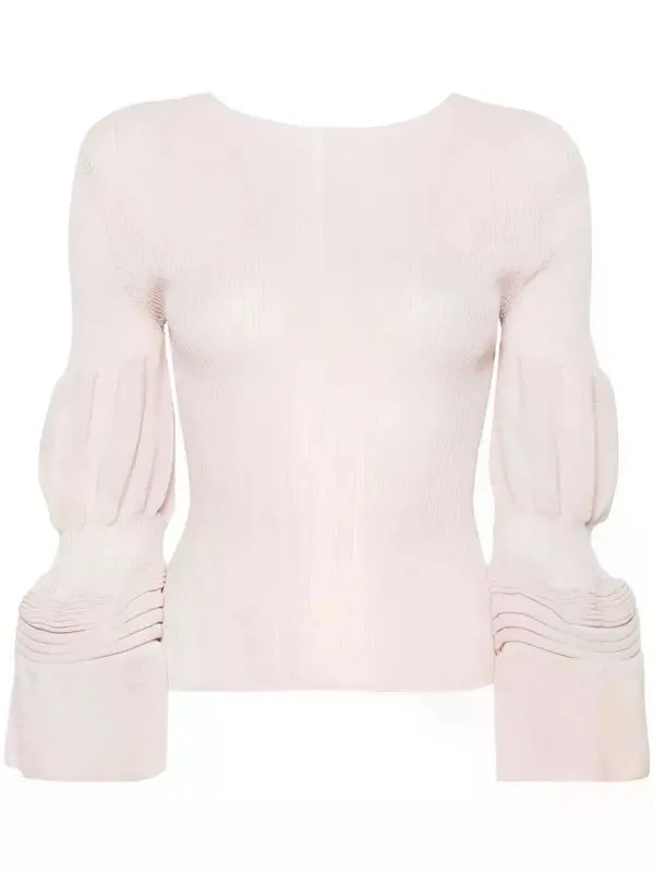 Issey Miyake Bell-sleeves Ribbed-knit Top - Pink