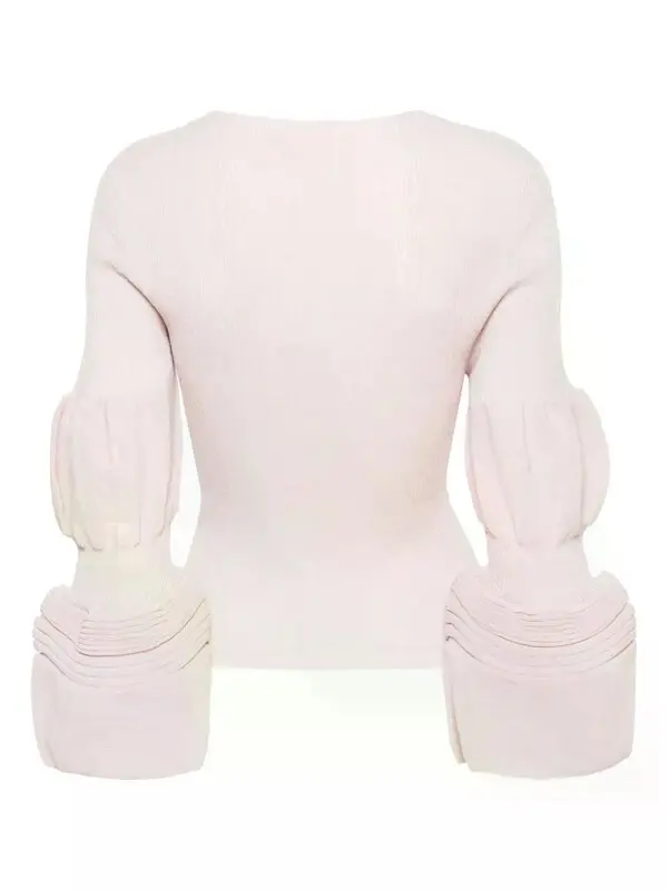 Issey Miyake Bell-sleeves Ribbed-knit Top - Pink