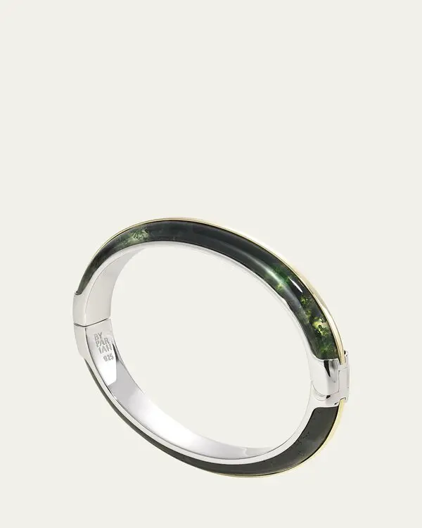 BY PARIAH Moss Agate Stacking Cuff Bracelet - Yg