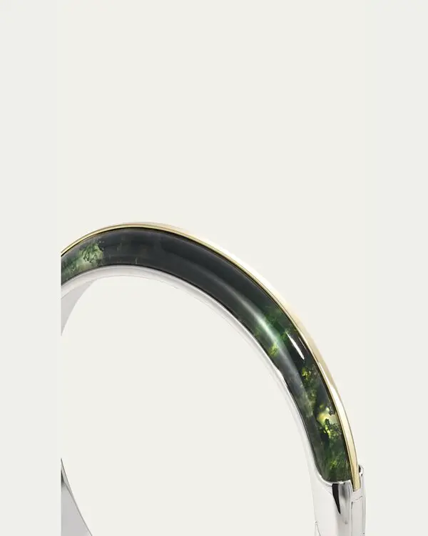 BY PARIAH Moss Agate Stacking Cuff Bracelet - Yg