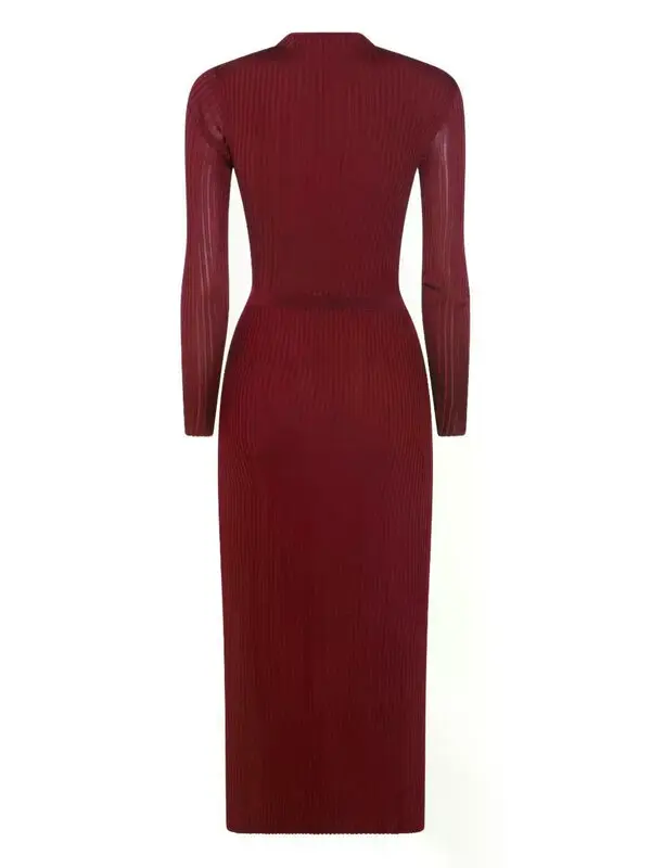SELF-PORTRAIT Ribbed Dress - Red