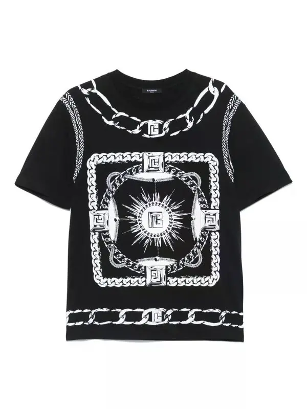 Balmain Foulard-print T-shirt - Black