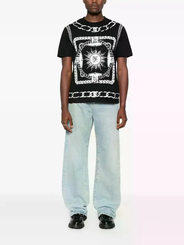 Balmain Foulard-print T-shirt - Black