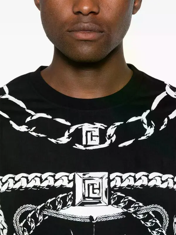 Balmain Foulard-print T-shirt - Black