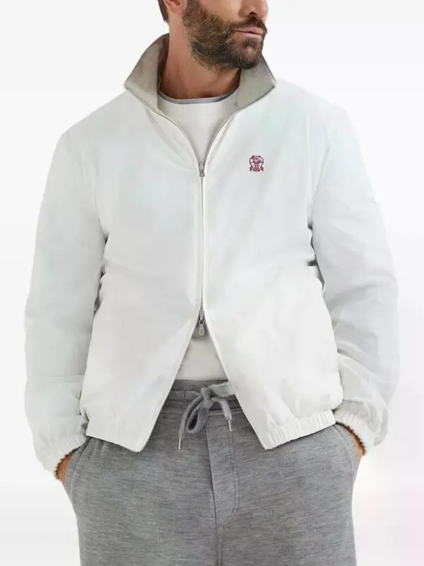 Brunello Cucinelli Zip-up Jacket With Logo Embroidery