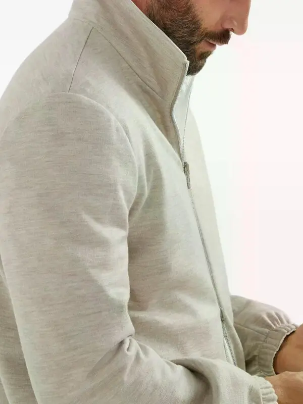 Brunello Cucinelli Zip-up Jacket With Logo Embroidery