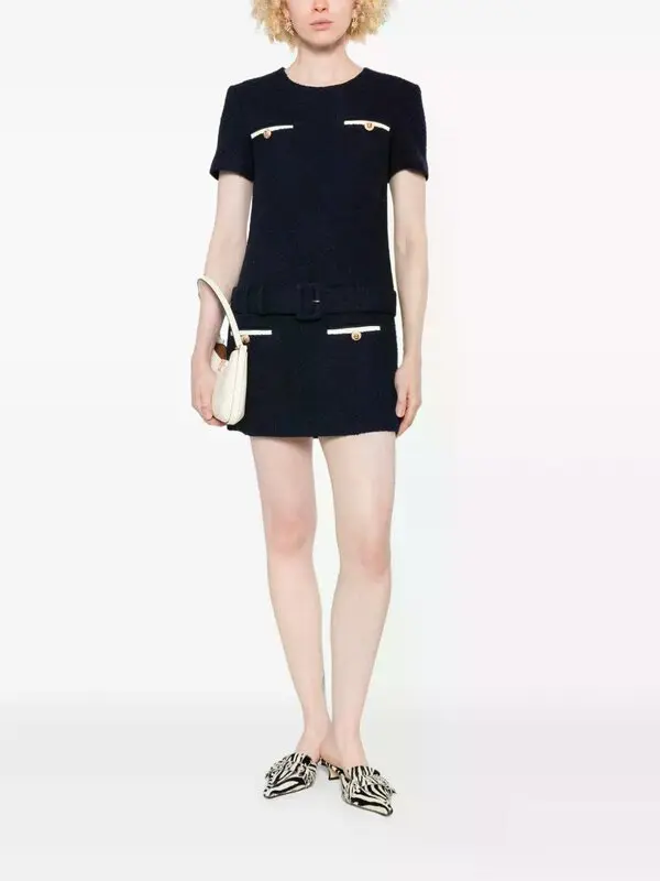 SELF-PORTRAIT Bouclé Mini Dress - Blue