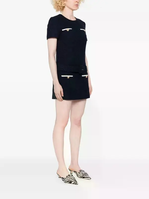 SELF-PORTRAIT Bouclé Mini Dress - Blue