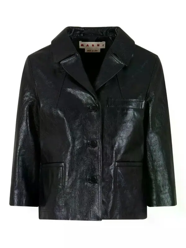 Marni Cropped Leather Button-up Jacket