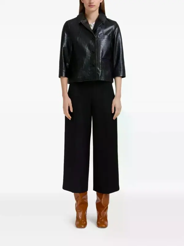 Marni Cropped Leather Button-up Jacket