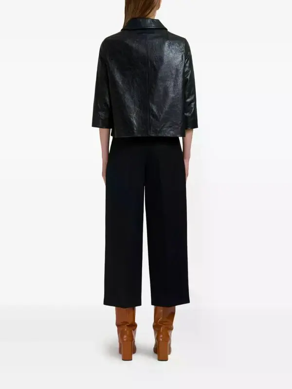 Marni Cropped Leather Button-up Jacket