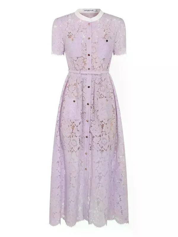 SELF-PORTRAIT Lace Button-up Midi Dress