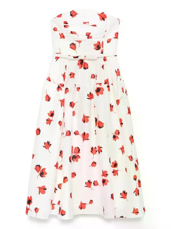 SELF-PORTRAIT Floral-print Taffeta Dress - White