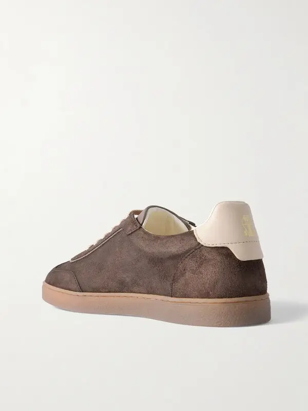 Brunello Cucinelli Leather-trimmed Suede Sneakers - Brown