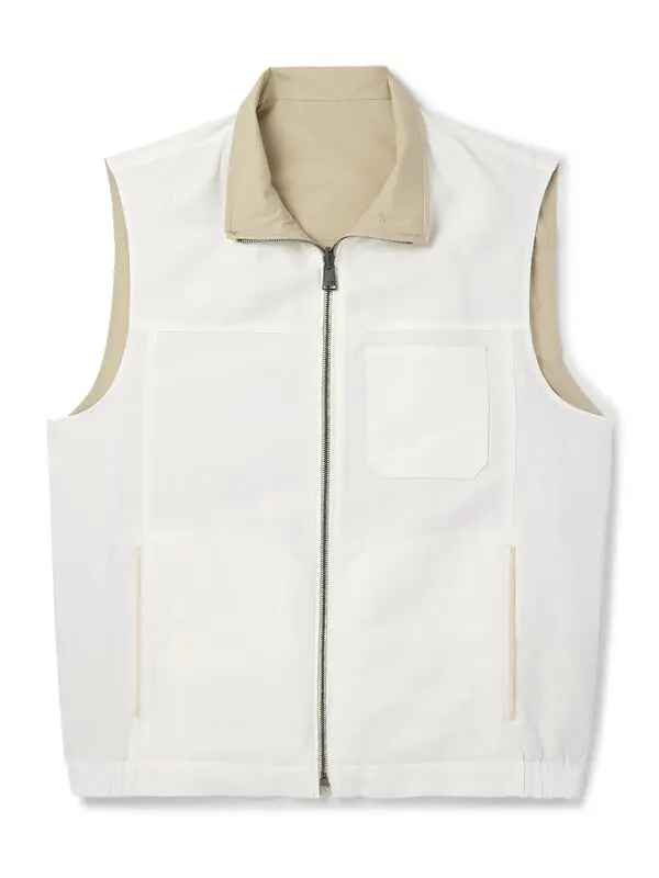 Canali Reversible Linen And Silk-blend Gilet - White