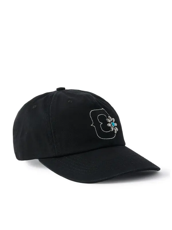 CHERRY LOS ANGELES Logo-embroidered Embellished Cotton-twill Baseball Cap - Black