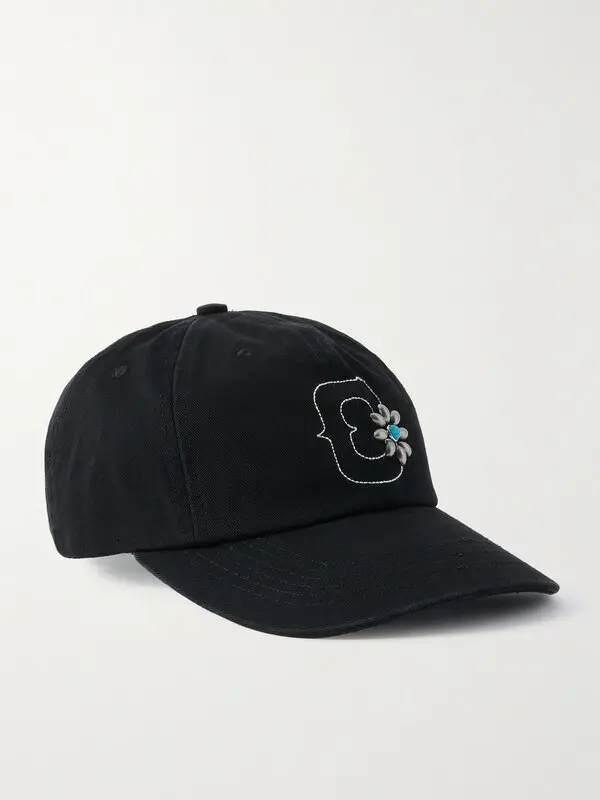 CHERRY LOS ANGELES Logo-embroidered Embellished Cotton-twill Baseball Cap - Black