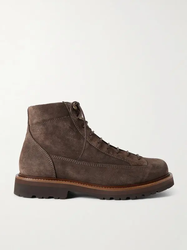 Brunello Cucinelli Suede Lace-up Boots - Brown