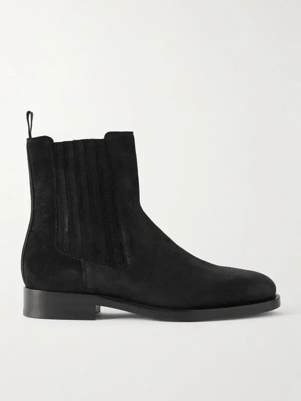 Brunello Cucinelli Waxed Suede Chelsea Boots - Black