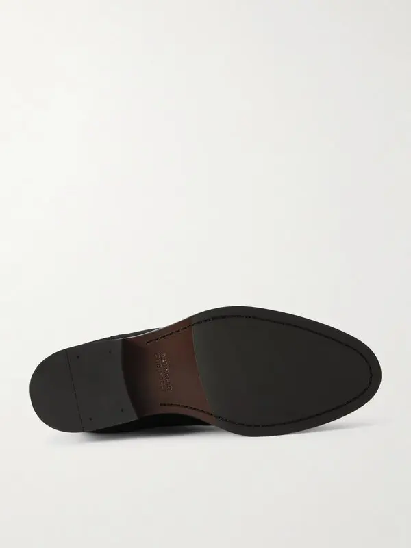 Brunello Cucinelli Waxed Suede Chelsea Boots - Black