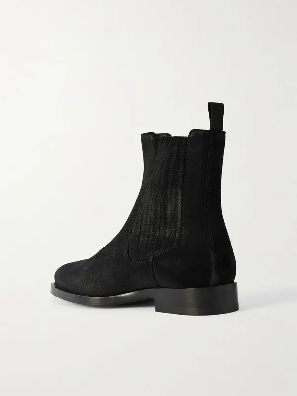 Brunello Cucinelli Waxed Suede Chelsea Boots - Black