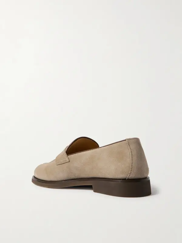 Brunello Cucinelli Leather-trimmed Suede Penny Loafers - Brown
