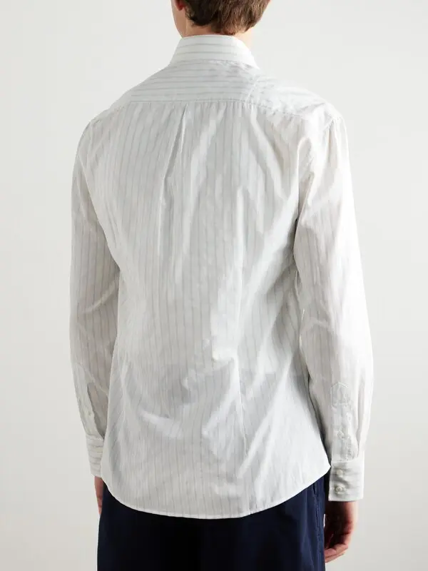 Brunello Cucinelli Button-down Collar Striped Cotton Shirt