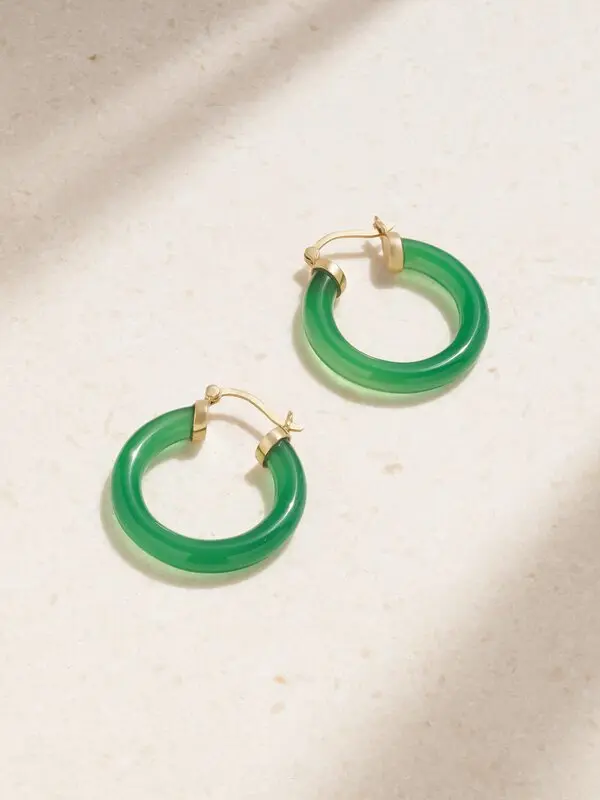 Mateo 14-karat Chalcedony Hoop Earrings - Gold