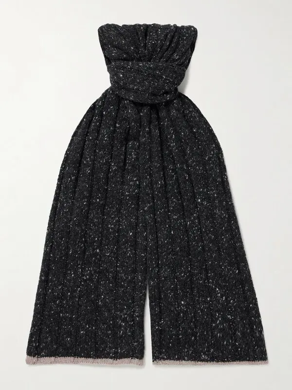 Brunello Cucinelli Ribbed Cashmere Scarf - Black