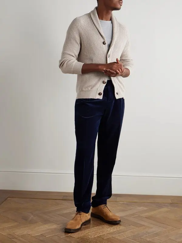 Brunello Cucinelli Straight-leg Cotton-corduroy Trousers - Blue