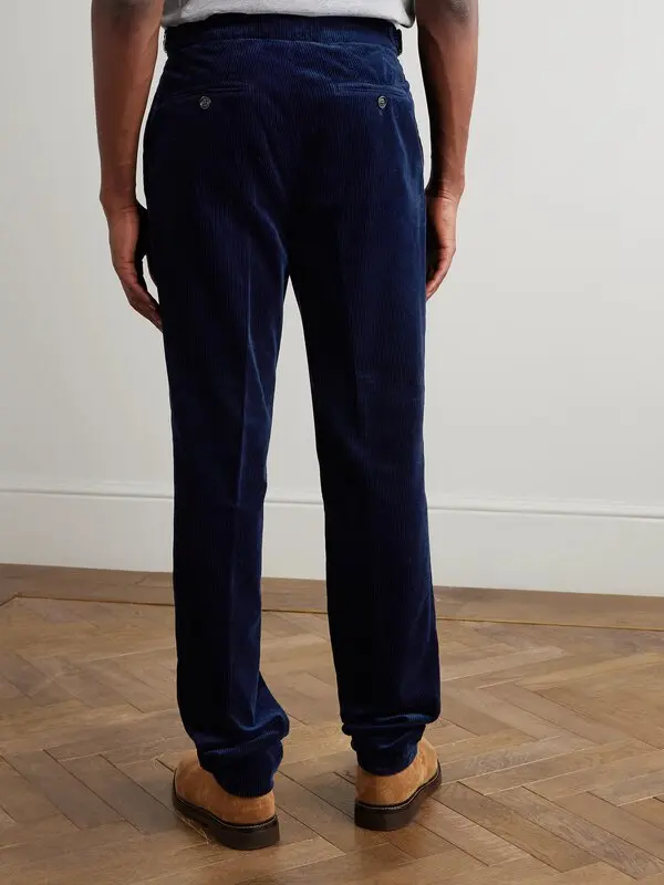 Brunello Cucinelli Straight-leg Cotton-corduroy Trousers - Blue