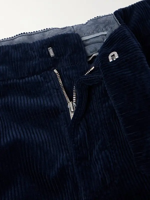 Brunello Cucinelli Straight-leg Cotton-corduroy Trousers - Blue