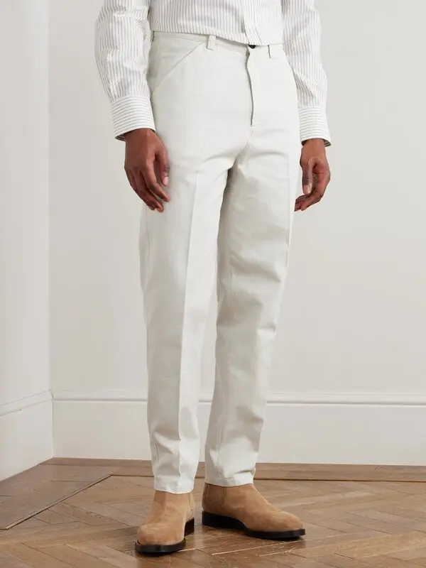 Brunello Cucinelli Cotton-twill Straight Leg Trousers