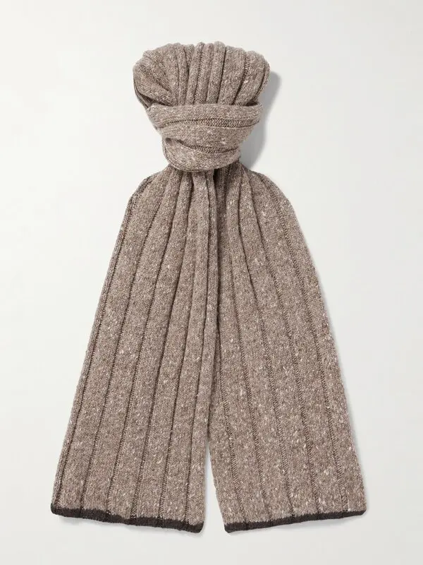 Brunello Cucinelli Ribbed Cashmere Scarf - Brown
