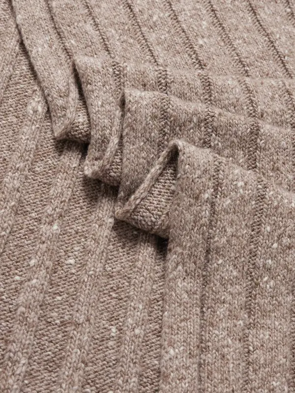 Brunello Cucinelli Ribbed Cashmere Scarf - Brown