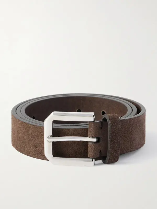 Brunello Cucinelli 3cm Suede Belt - Brown