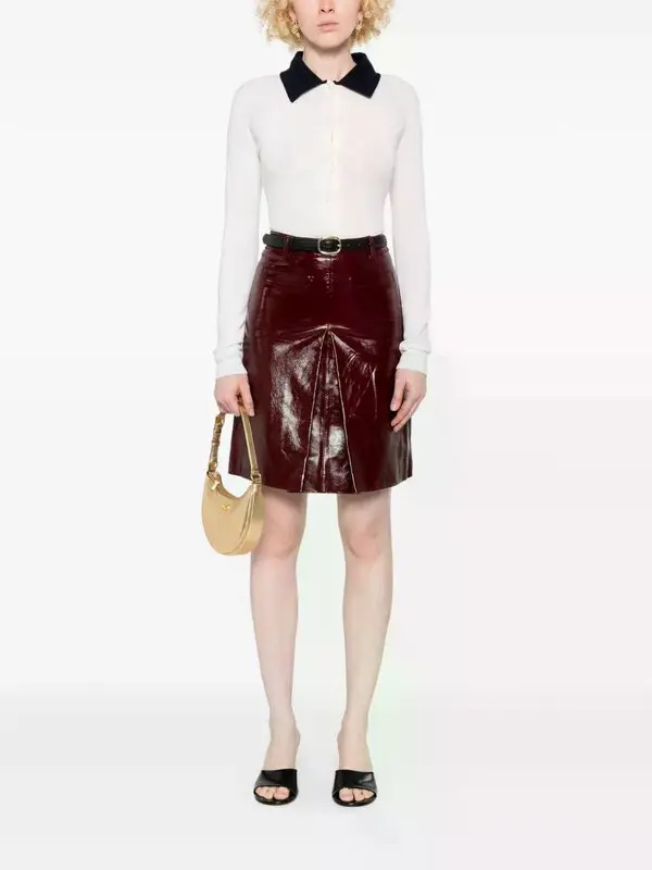 SELF-PORTRAIT High-waisted Leather Skirt - Red
